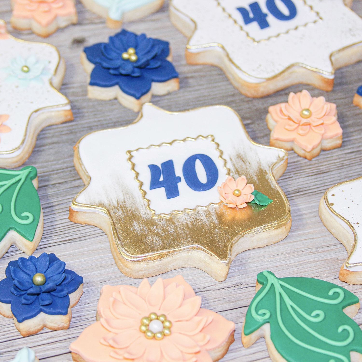 40th Birthday Floral Cookies | Country Kitchen SweetArt